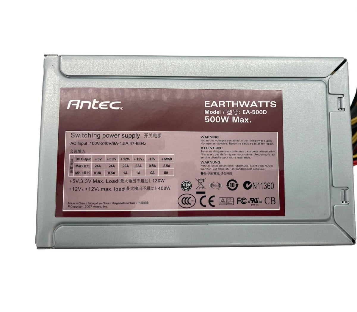 Antec Earthwatts 500W EA-500D Nätaggregat 4pin 8pin 2+6pin PCI-E SATA ...